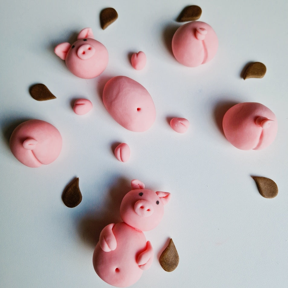 Pigs in mud edible cake toppers,swimming fondant decoration – Sugar ...