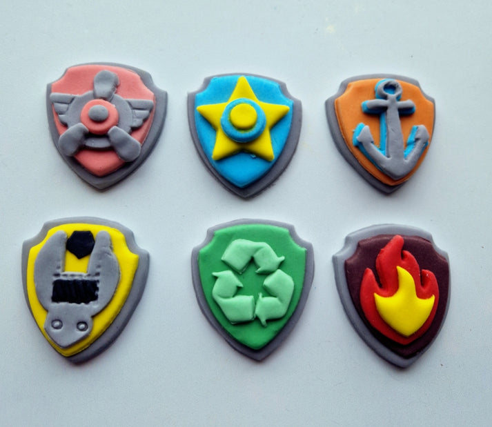 6 Edible dog badges cake topper,fondant icing decorations – Sugar Creations