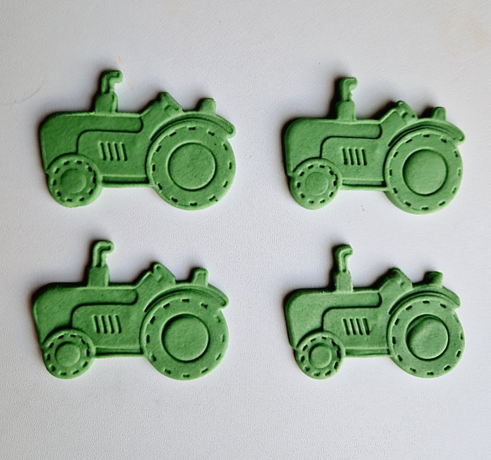 12 Tractor edible cupcake toppers,party icing fondant decorations ...